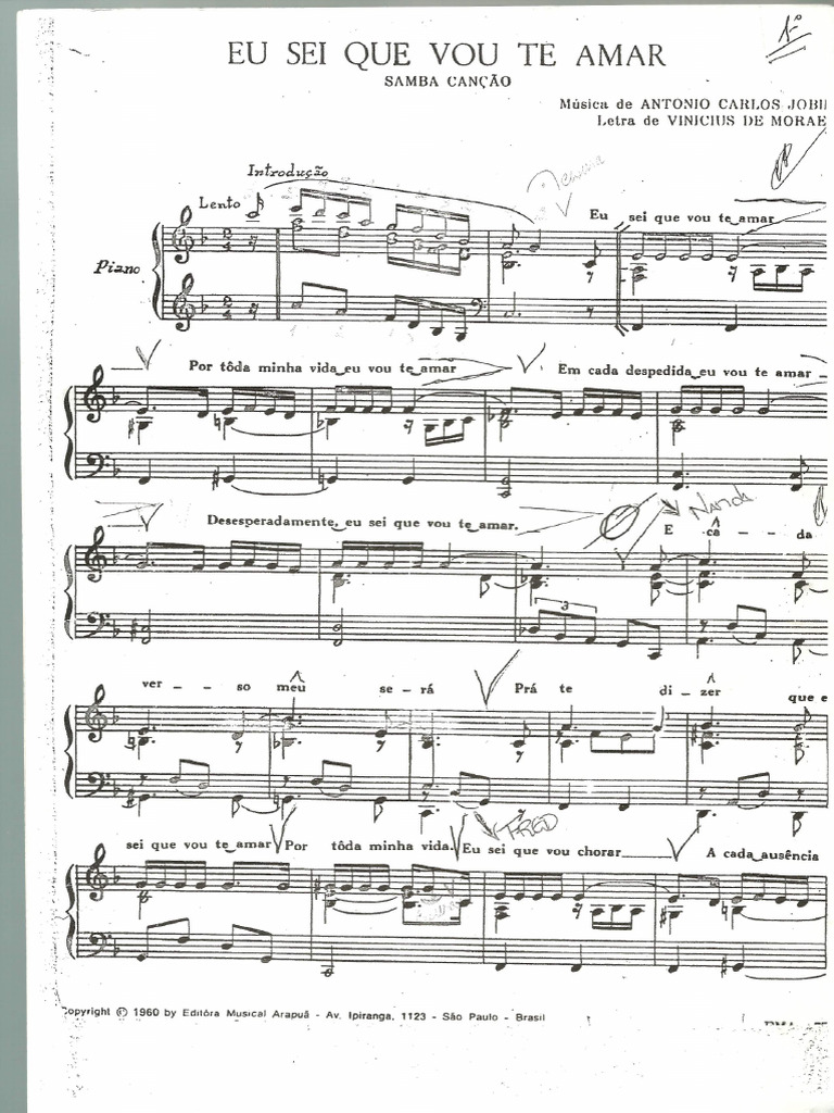 Eu Sei Que Vou Te Amar - Piano | PDF