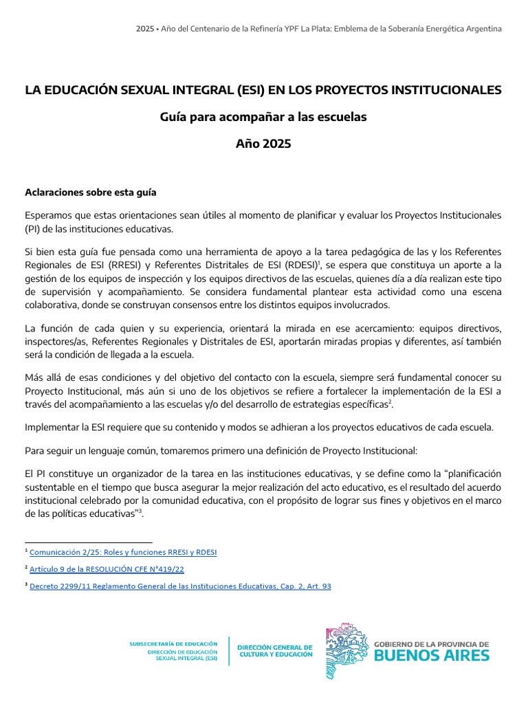 Guía ESI para Proyectos Educativos 2025 | PDF | Educación sexual ...