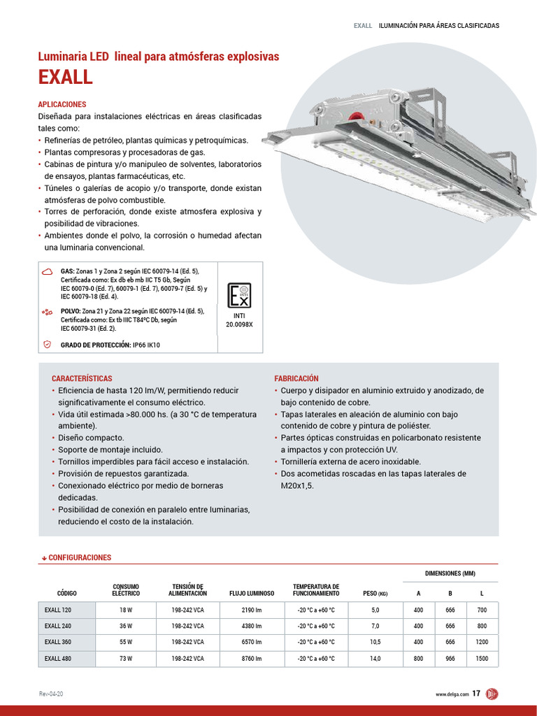 Luminaria LED Exall para Áreas Clasificadas | PDF | Tornillo | Aluminio