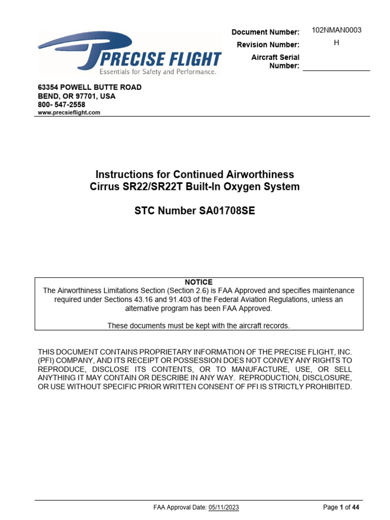 Precise Flight Doc 102NMAN0003H | PDF | Flow Measurement | Pump