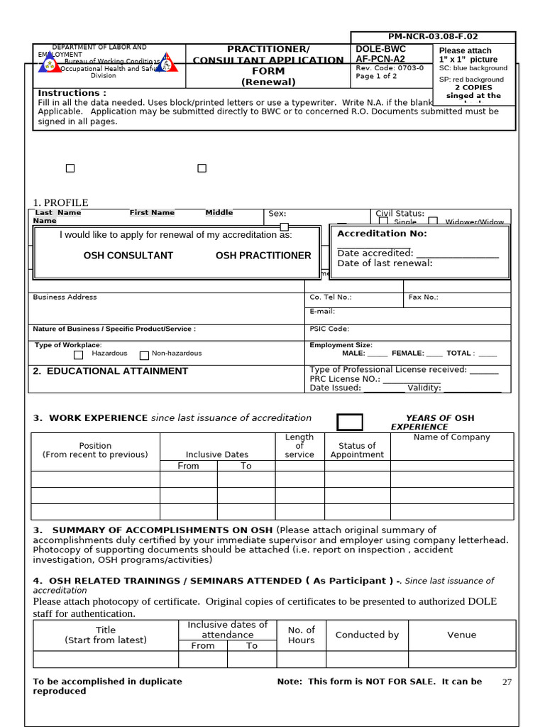 D3 Application Form For Renewal-Updated | PDF | Occupational Safety And ...