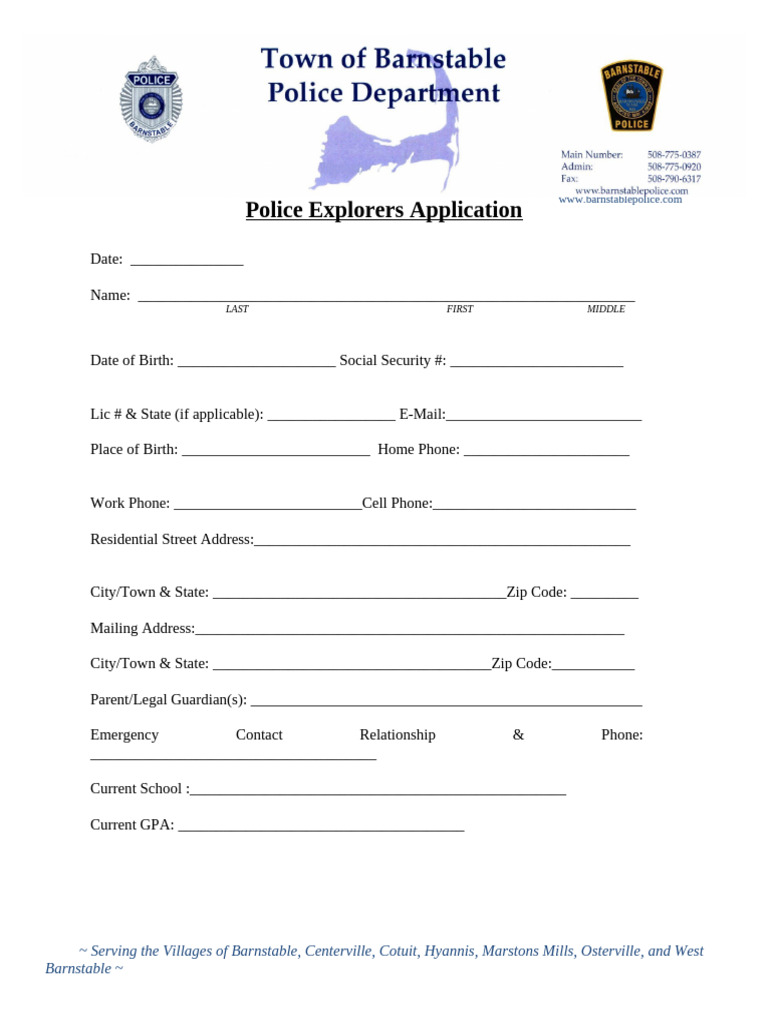 2023 Police Explorers Application | PDF | Law Enforcement | Crime ...