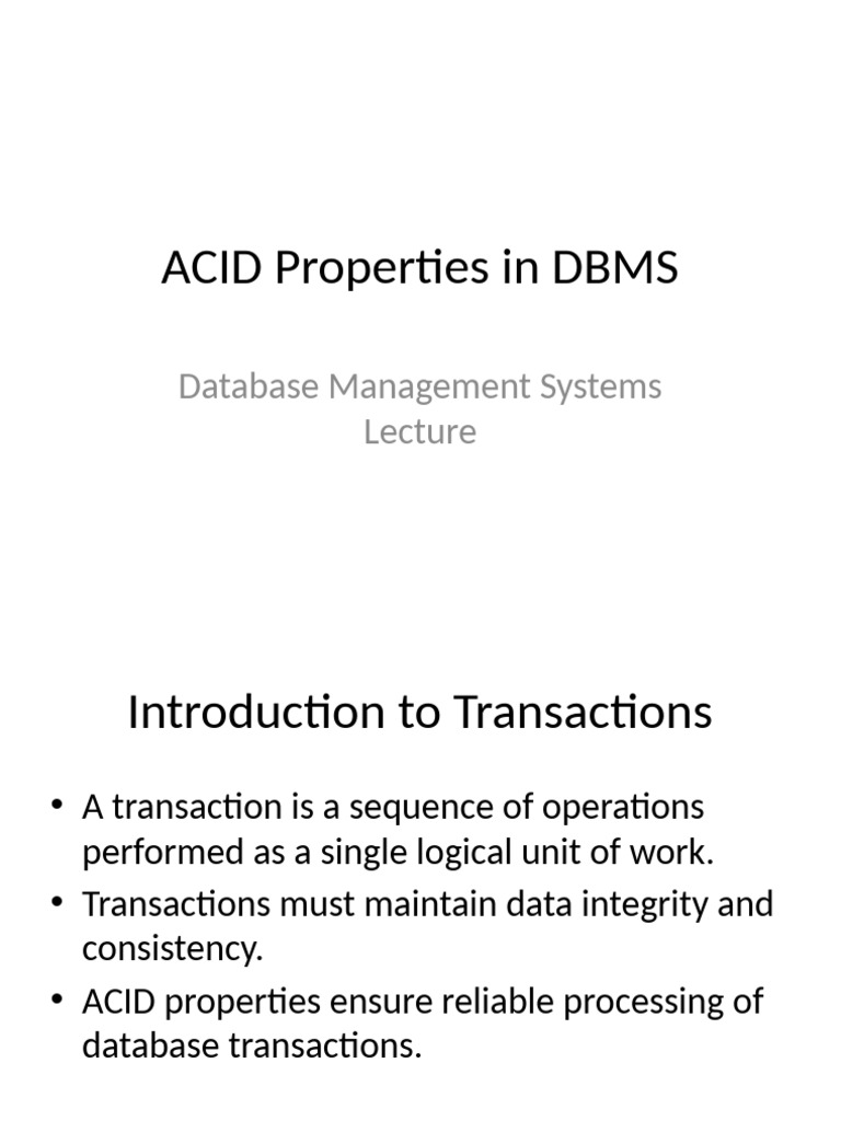 03ACID Properties DBMS Presentation | PDF
