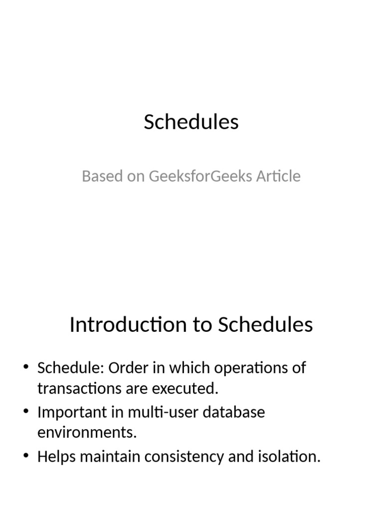 05types of Schedules in DBMS Presentation | PDF