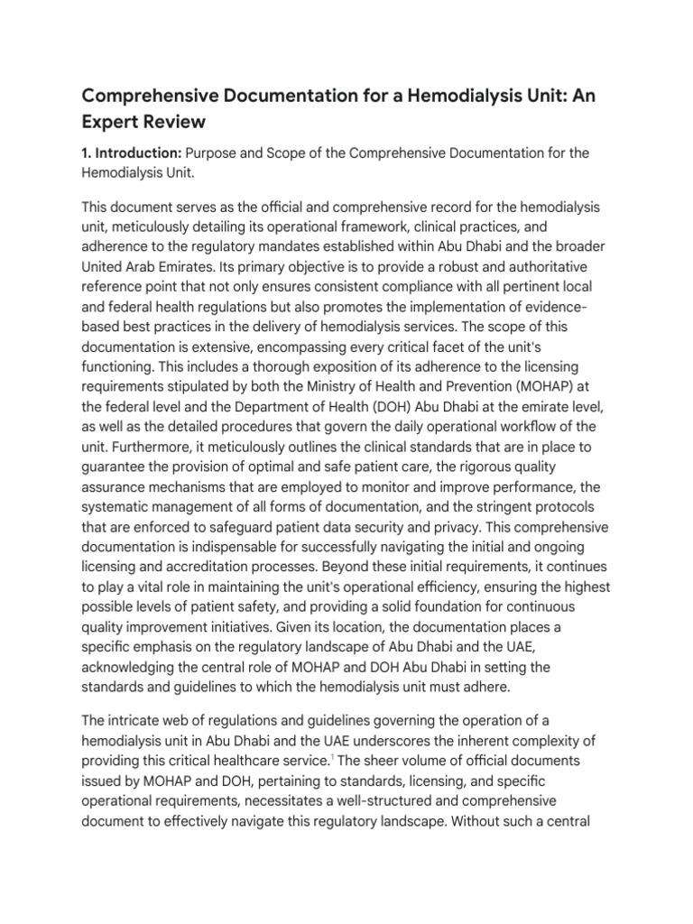 Hemodialysis Unit Documentation Review | PDF | Hemodialysis | Medicine
