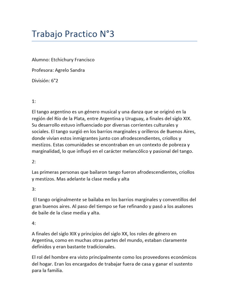 Trabajo Practico N3 | PDF | Musica Tango