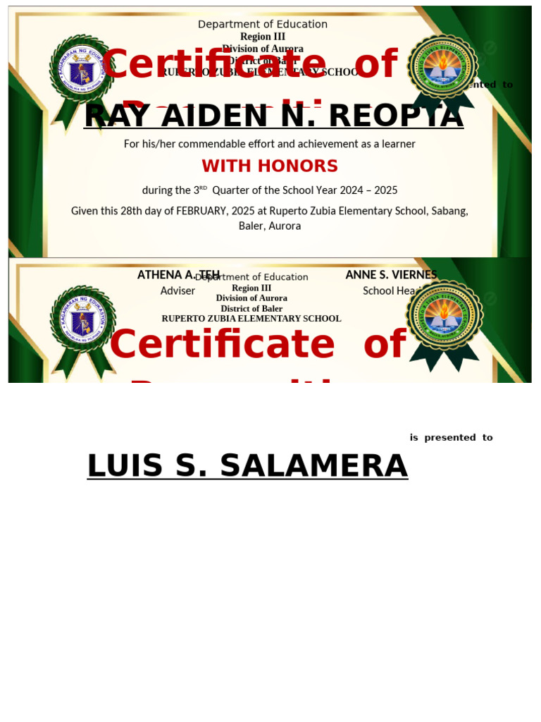 Certificate of Recog Q3 | PDF