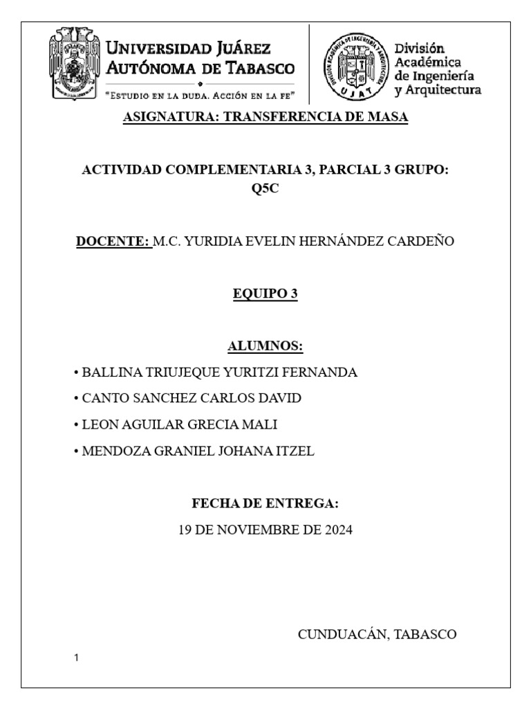 Tran Mas 202402 P3 T3 CSCD | PDF | Transferencia de masa | Absorción (Química)