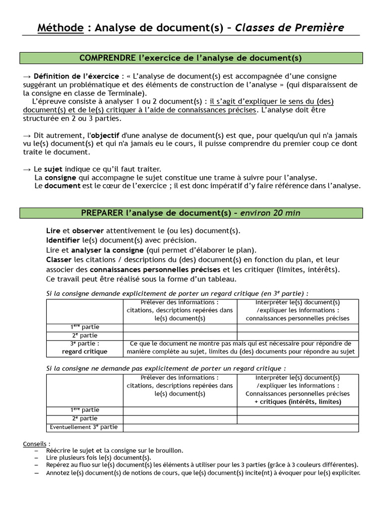Méthode d'analyse de documents en Première | PDF