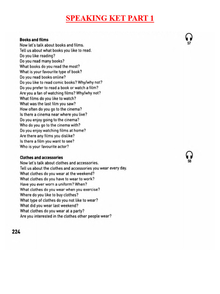 Speaking Ket Part 1 | PDF