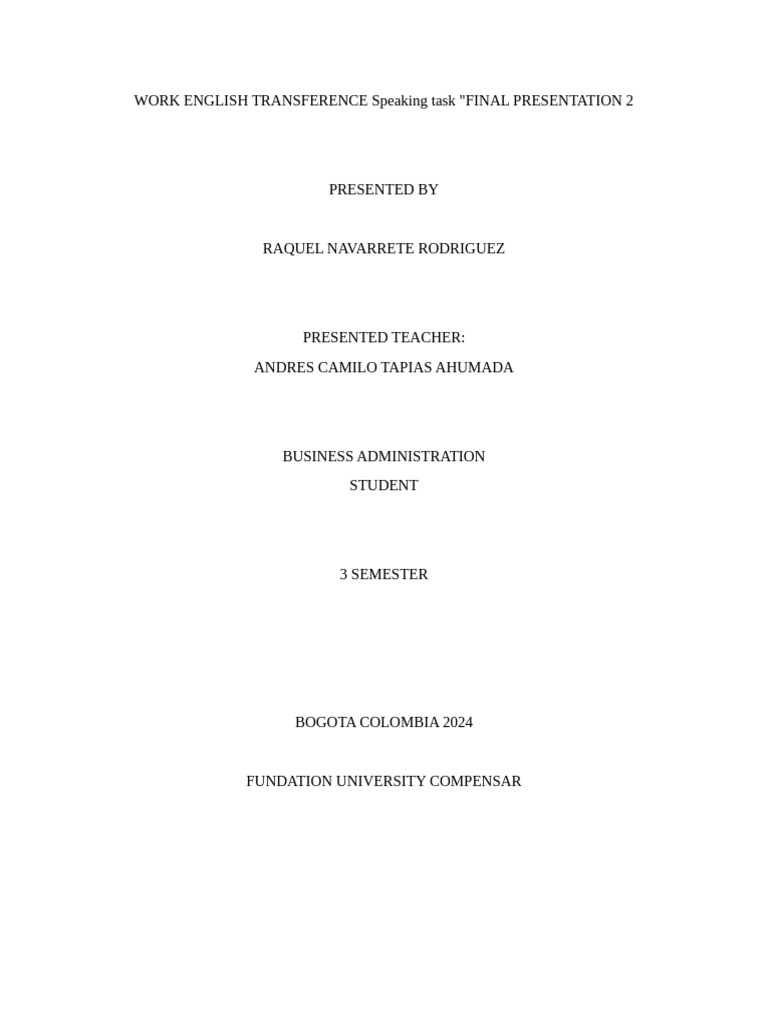 Work Speaking Task Final Presentation 2 (1) (1) | PDF