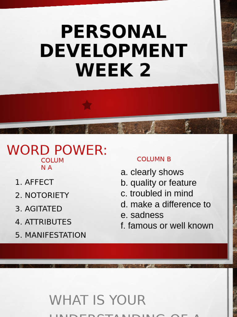 Personal Development Week 2 Pdf Holism Mind