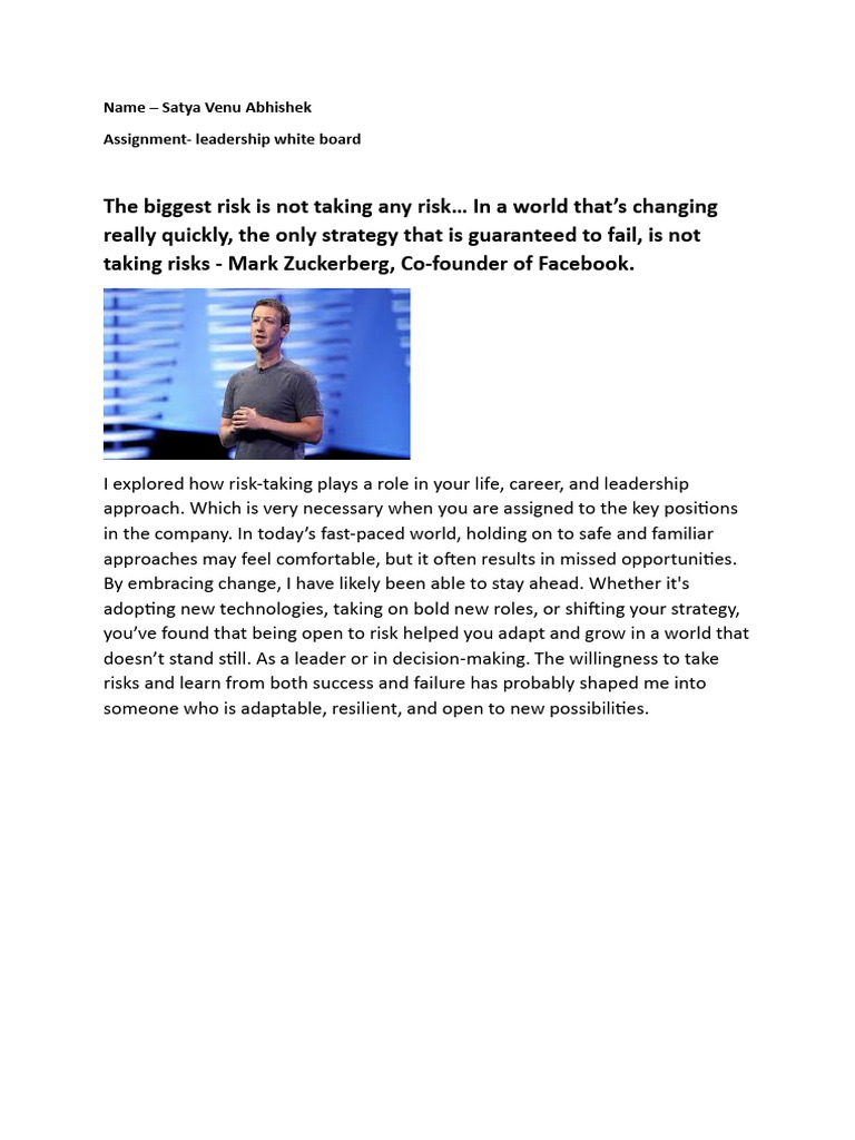 Embracing Risk in Leadership | PDF