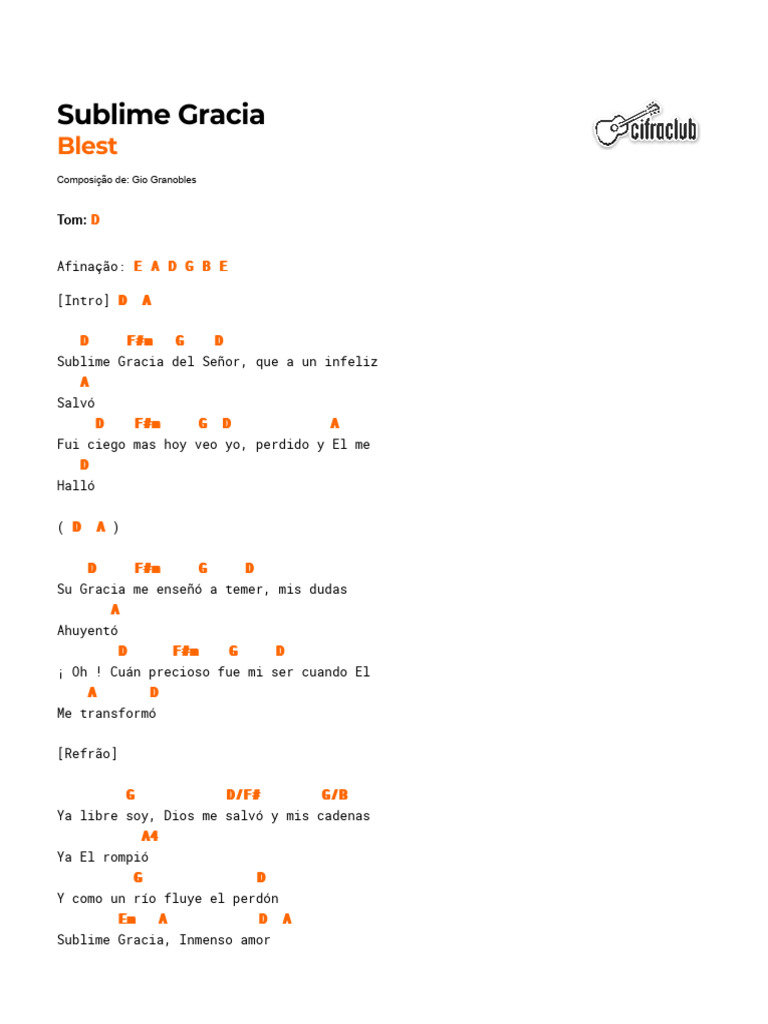 Cifra Club - Blest - Sublime Gracia Document | PDF