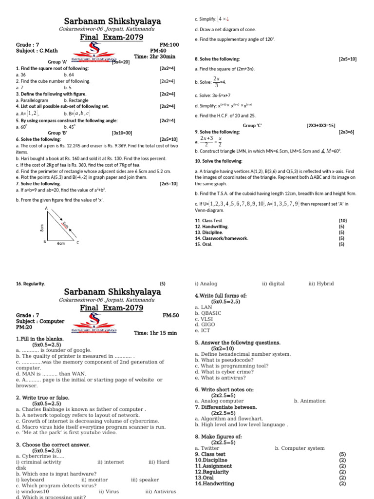 Final Examination 2079 7 445 | PDF | Computer Virus | Antivirus Software