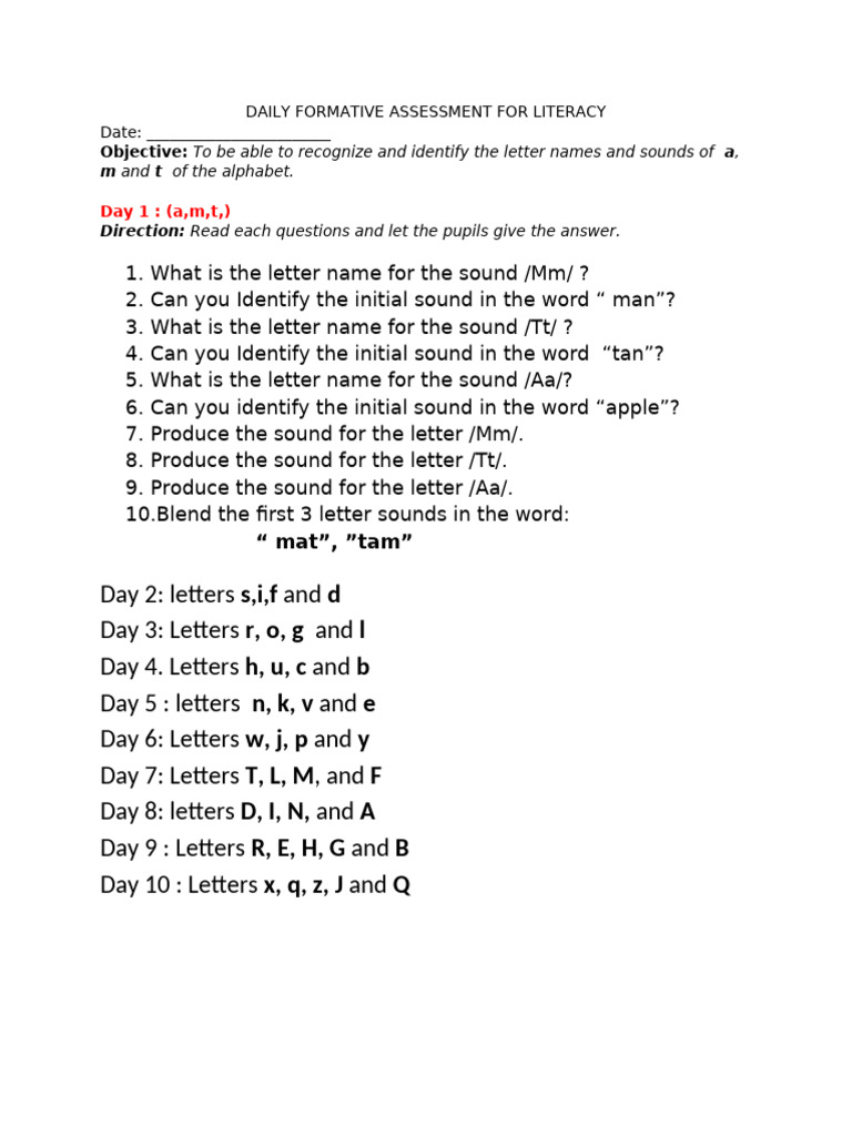 Week 1 and 2 Formative Assessment For Literacy English and Filipino | PDF