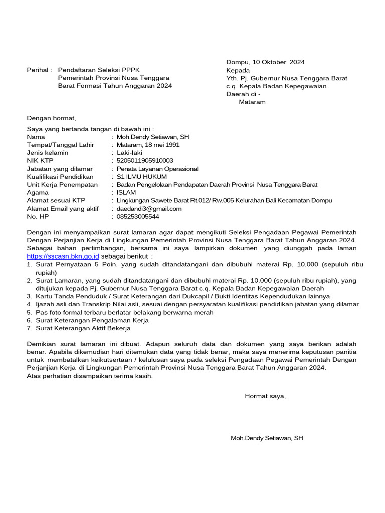 Dendy Setiawan, SH | PDF