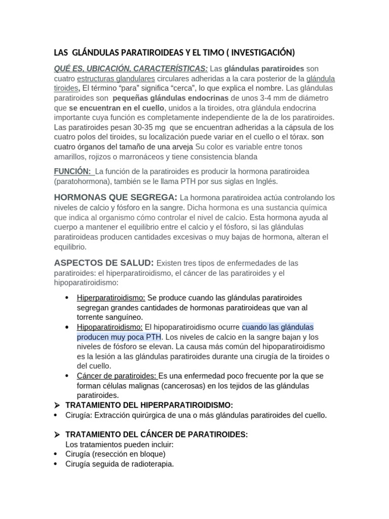 Las Glándulas Paratiroideas y El Timo | PDF | Glándula paratiroidea | Timo
