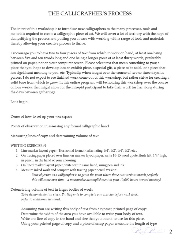 The Calligrapher's Process - Handout 2 | PDF | Page Layout