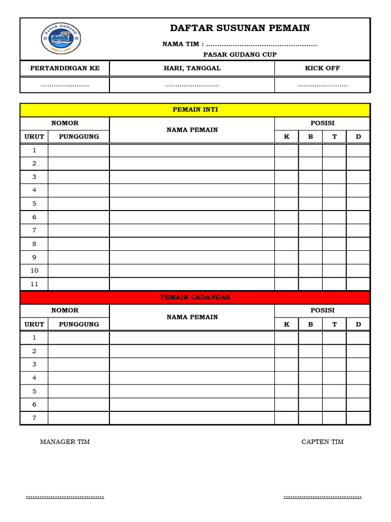 Daftar Susunan Pemain | PDF