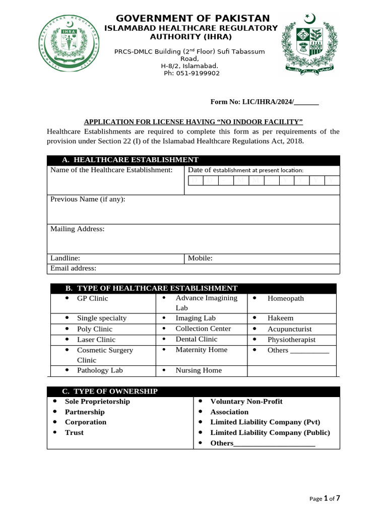 Lic Form Indoor Facility 1 | PDF | Health Care | Business