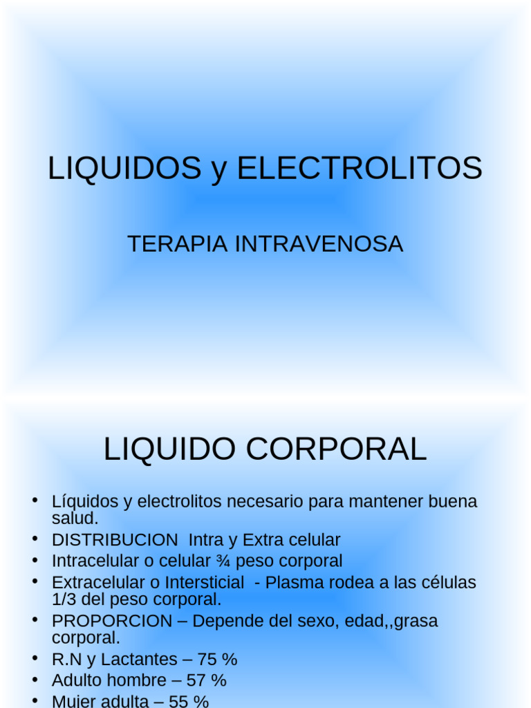 ¡Liquidos y Electrolitos 2022 | PDF | Electrólito | Sodio