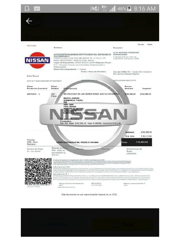 Factura Nissan | PDF
