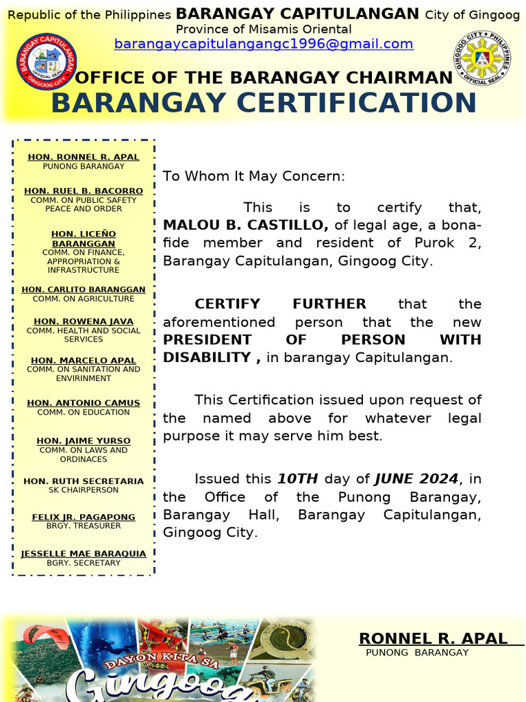 Brgy. Certification | PDF