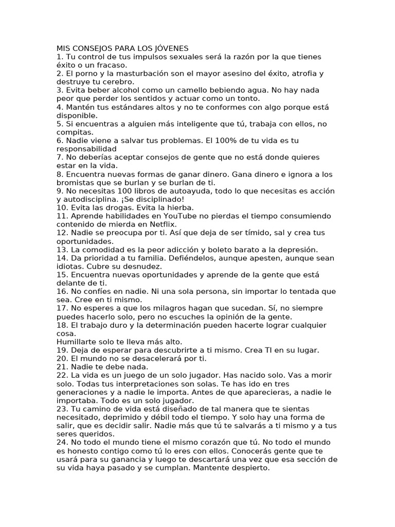 Consejos para Los Jovenes | PDF