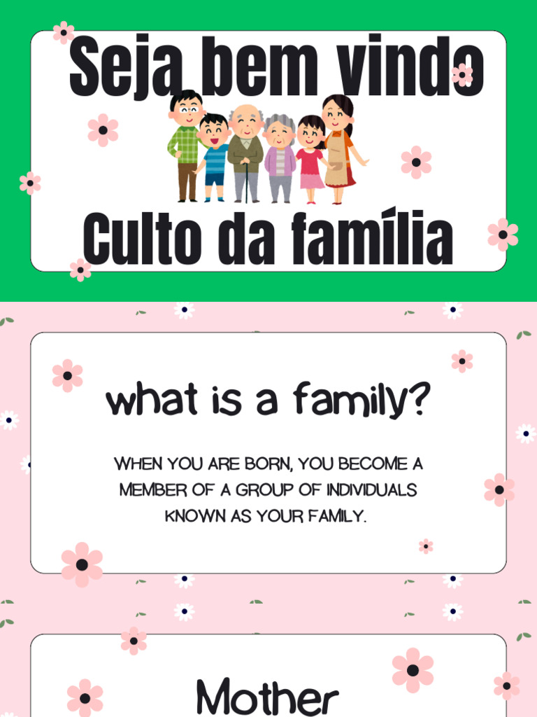 Pink and White Cute Illustration Flower Family Members Presentation ...