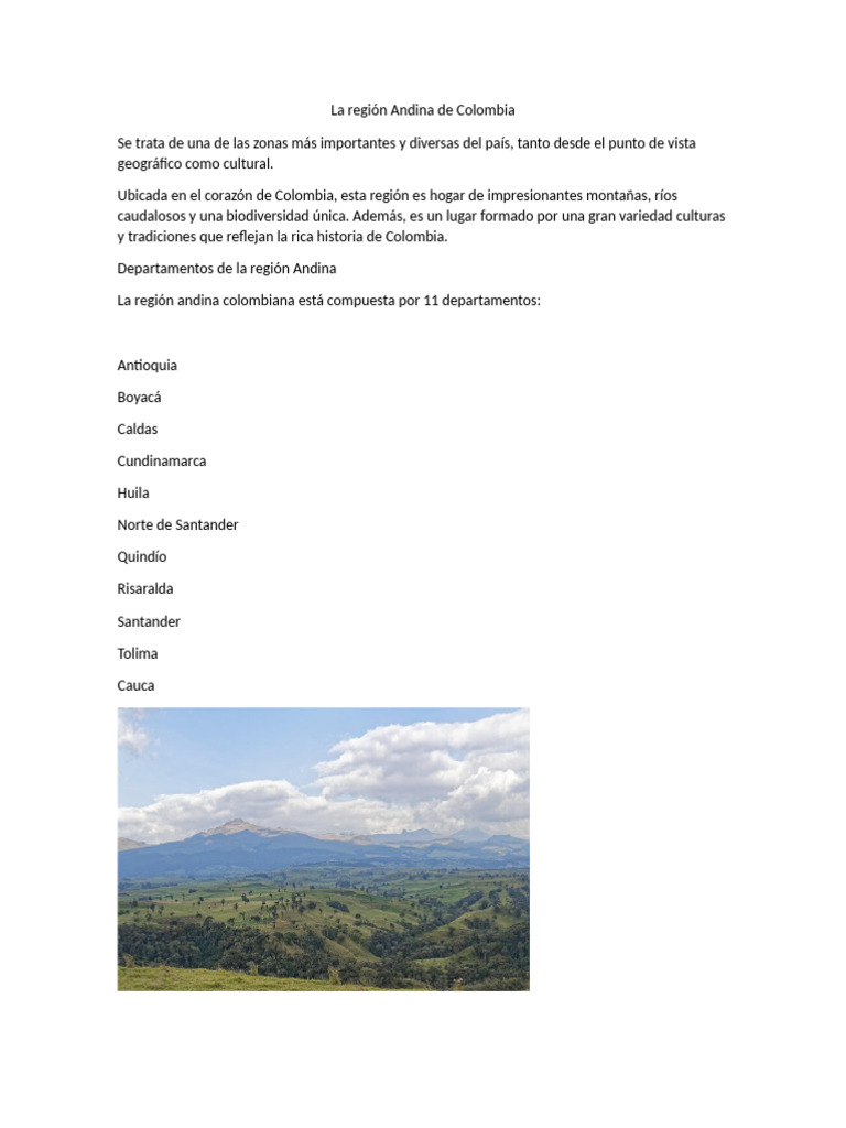 Características de la Región Andina | PDF | Colombia