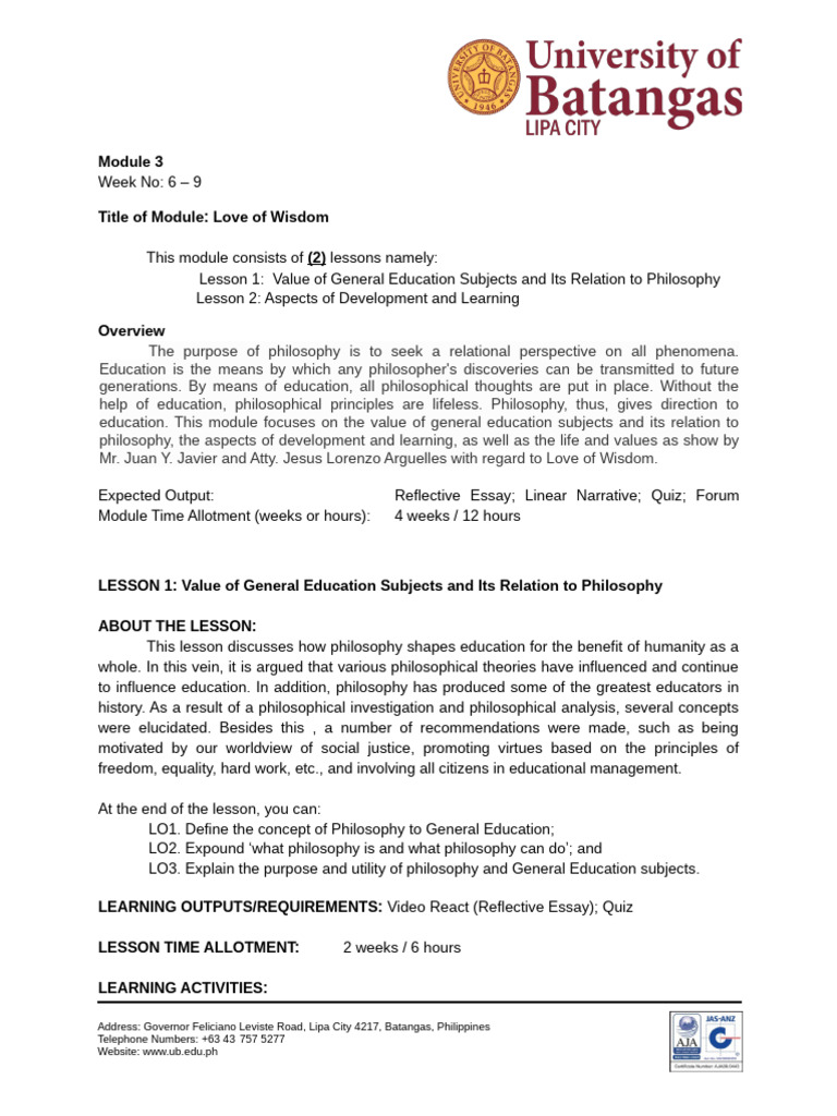 UB Core Values - Module 3 | PDF | Reason | Well Being