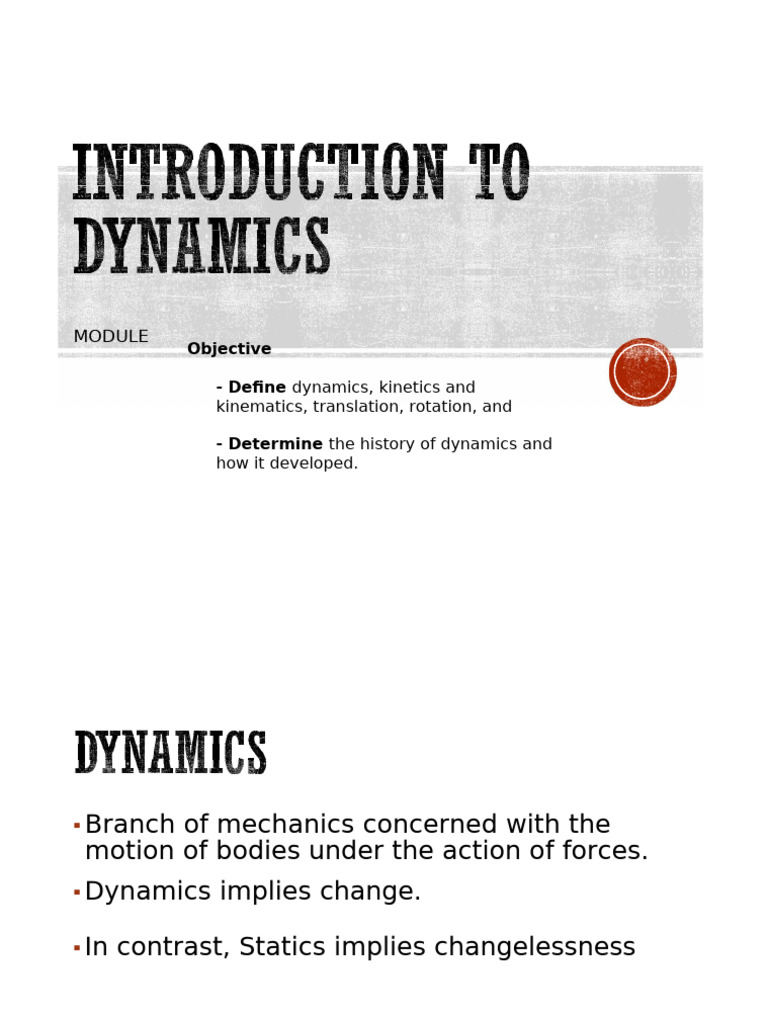 Lecture on Chapter 1_Introduction to Dynamics | PDF | Classical Mechanics | Inertia