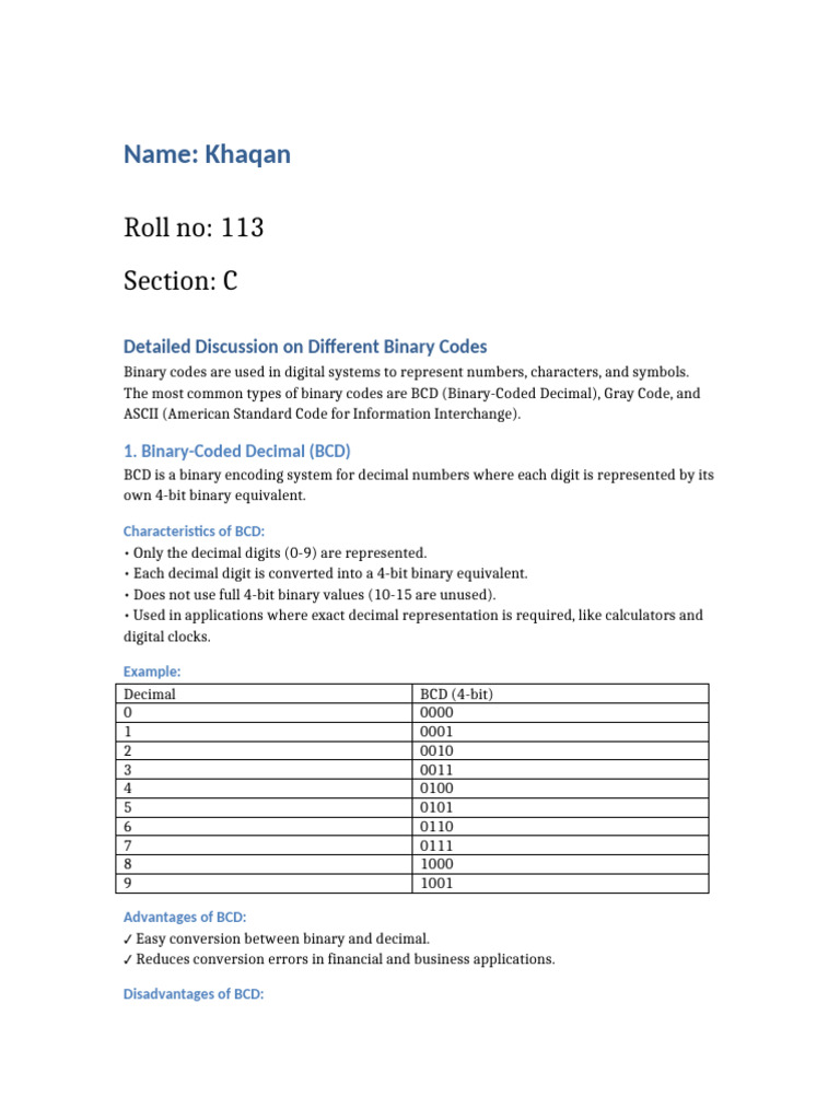 Binary Codes | PDF | Binary Coded Decimal | Ascii