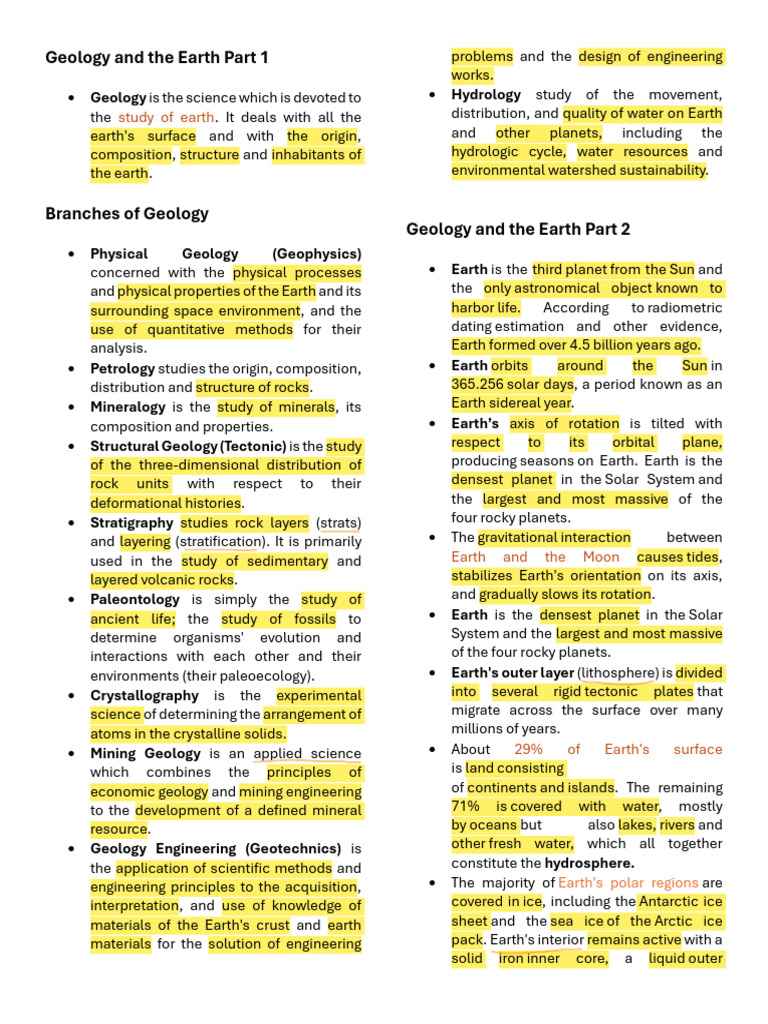 Geology and The Earth Handouts Prelim (PPTS) | PDF | Plate Tectonics ...