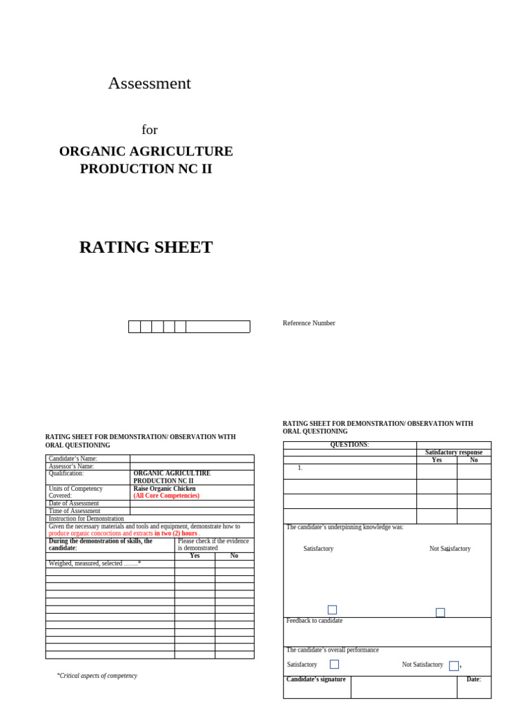 Sample Rating Sheet | PDF