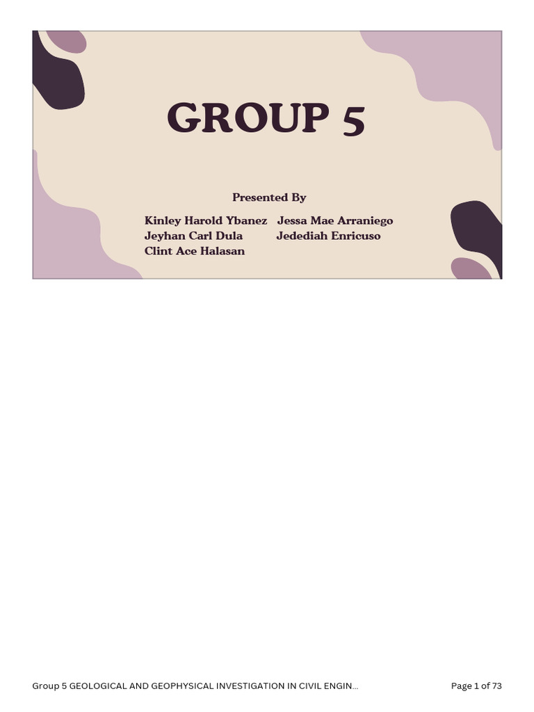 Group 5 Geological and Geophysical Investigation in Civil Engineering ...