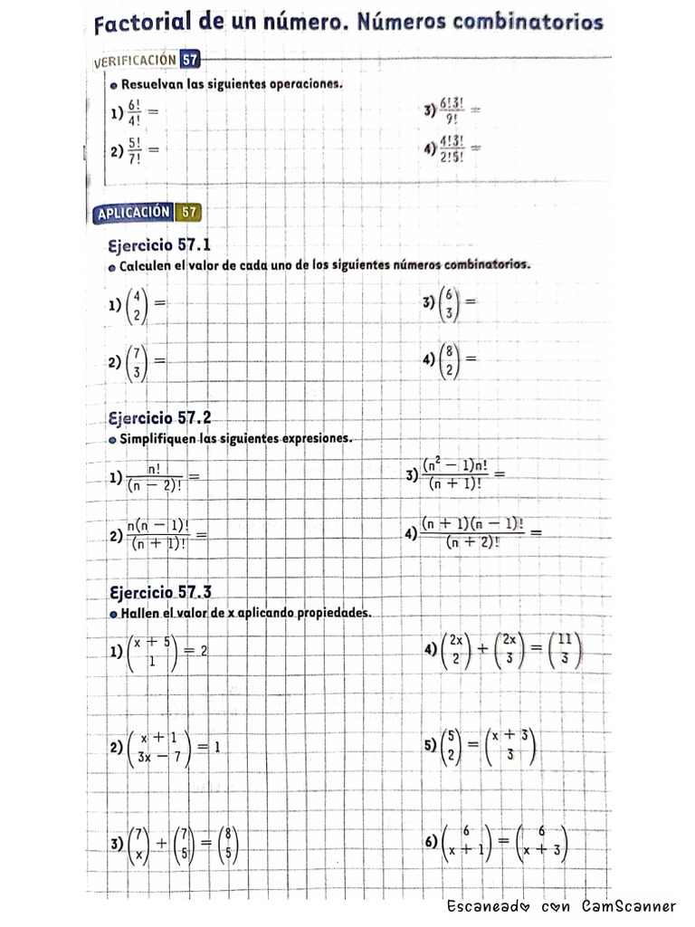 PR-CT Factorial y N-Meros Combinatorios | PDF