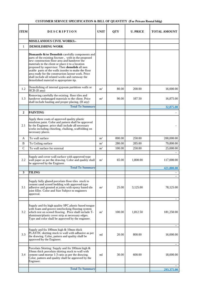 Owned Condominium Houses BoQ | PDF | Tile | Flooring