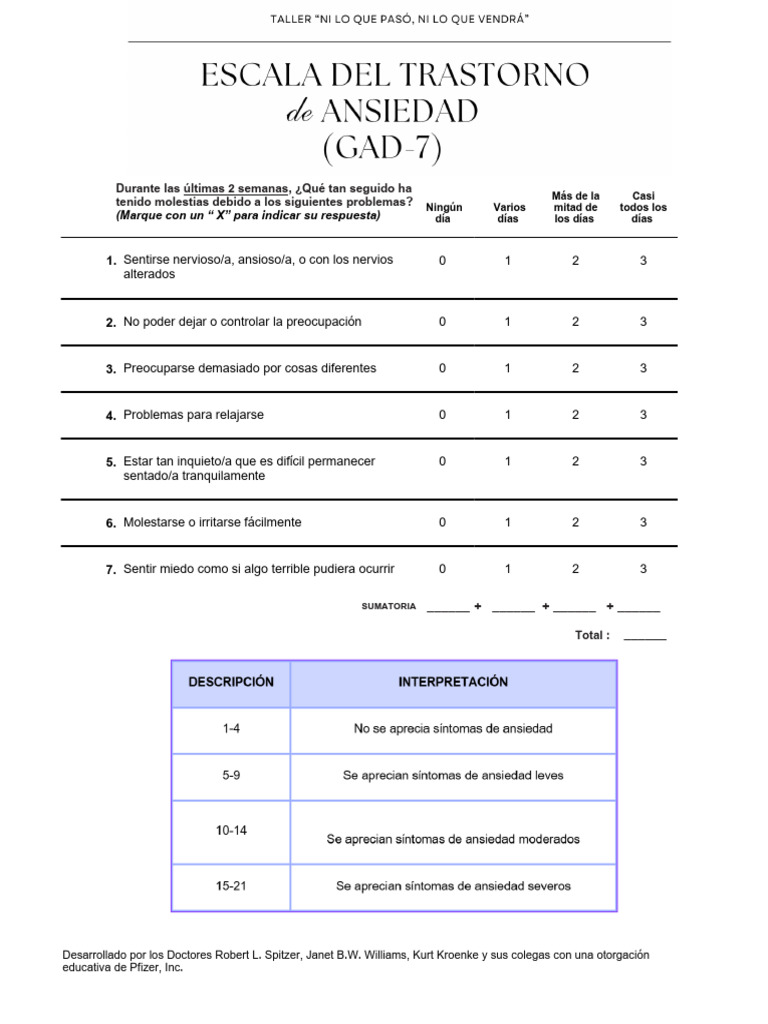 Evaluación GAD-7 en Español | PDF