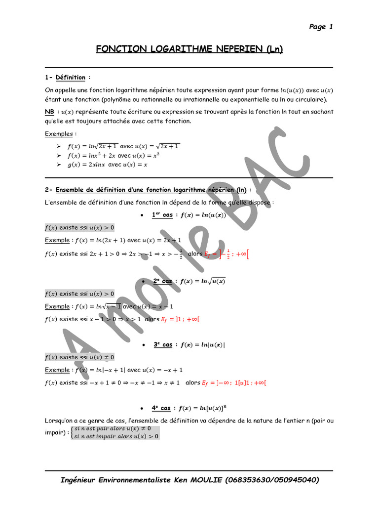 Fonctions ln et exp : définitions et limites | PDF | Limite ...