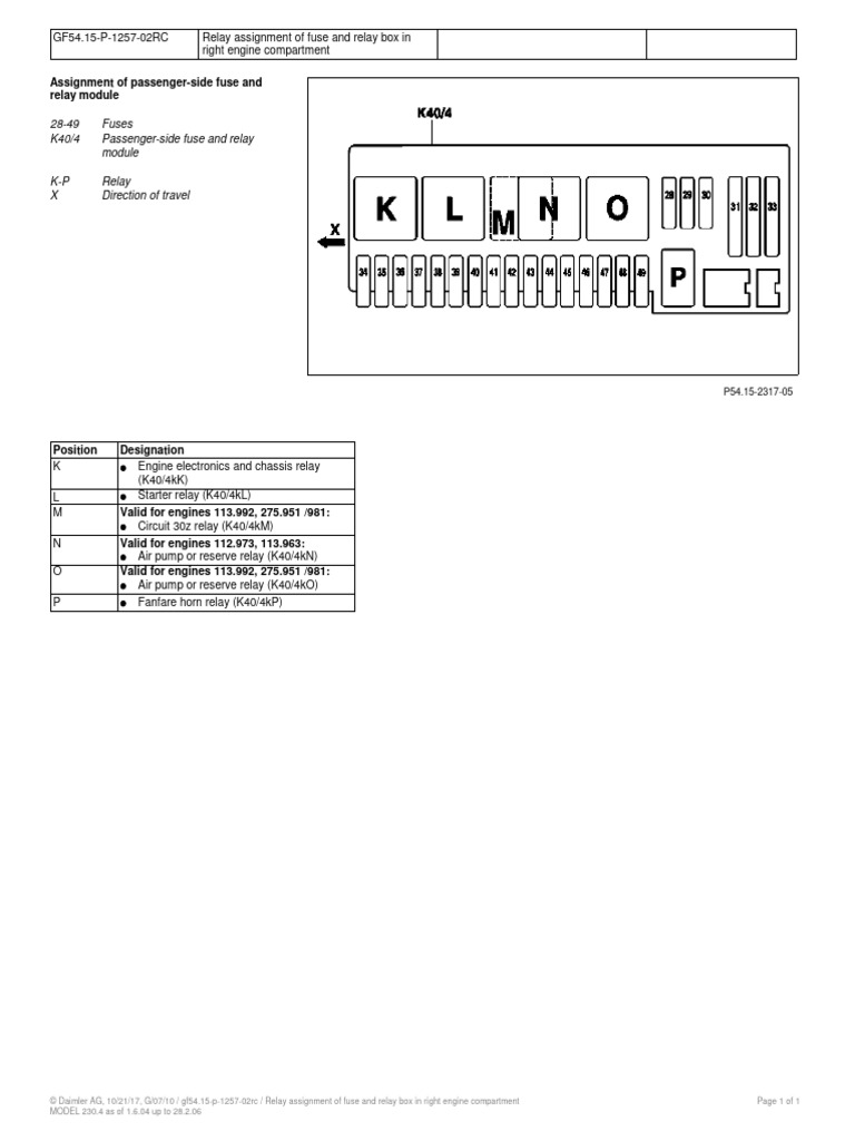 mb + K40 Protectio_Right-Engine ' Pax'Relays_2004-2006 | PDF