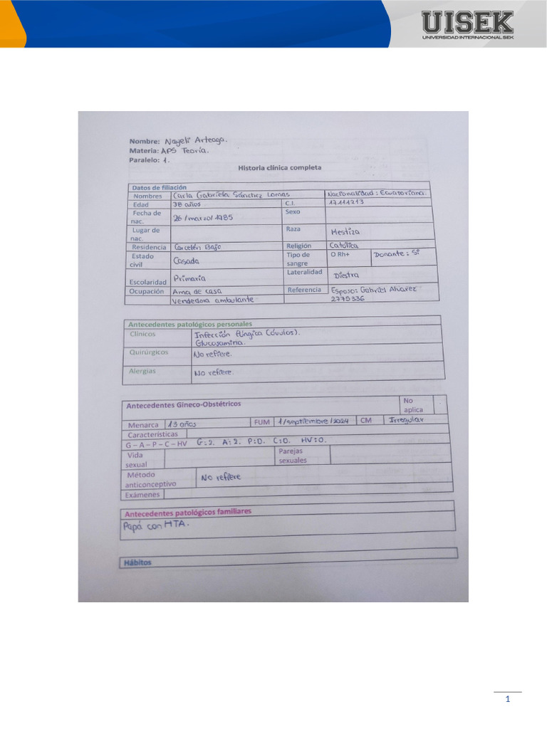 Historia Clínica 1 APS Teoría | PDF