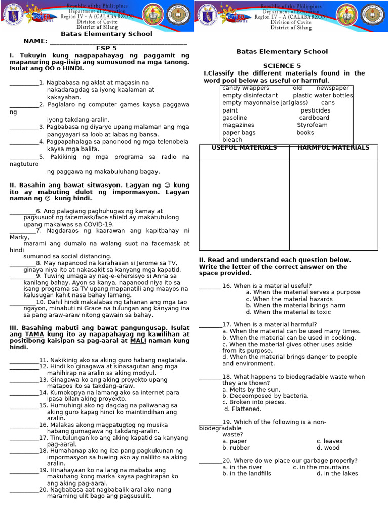 Activity Sheet Q1 | PDF