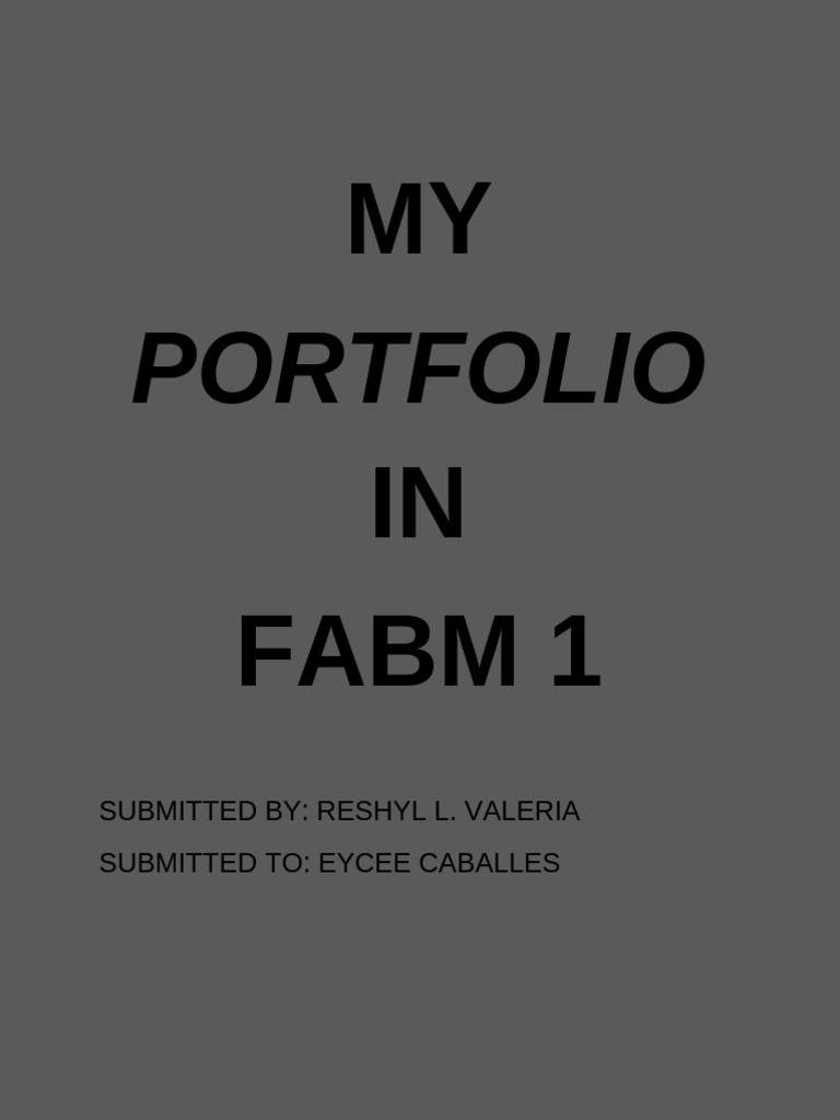 FABM 1 Portfolio: Accounting Concepts | PDF