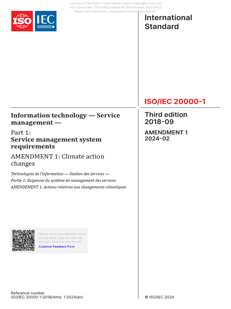 ISO IEC 20000-1 2018 Amd 1 2024 (En) | PDF | International Organization For Standardization