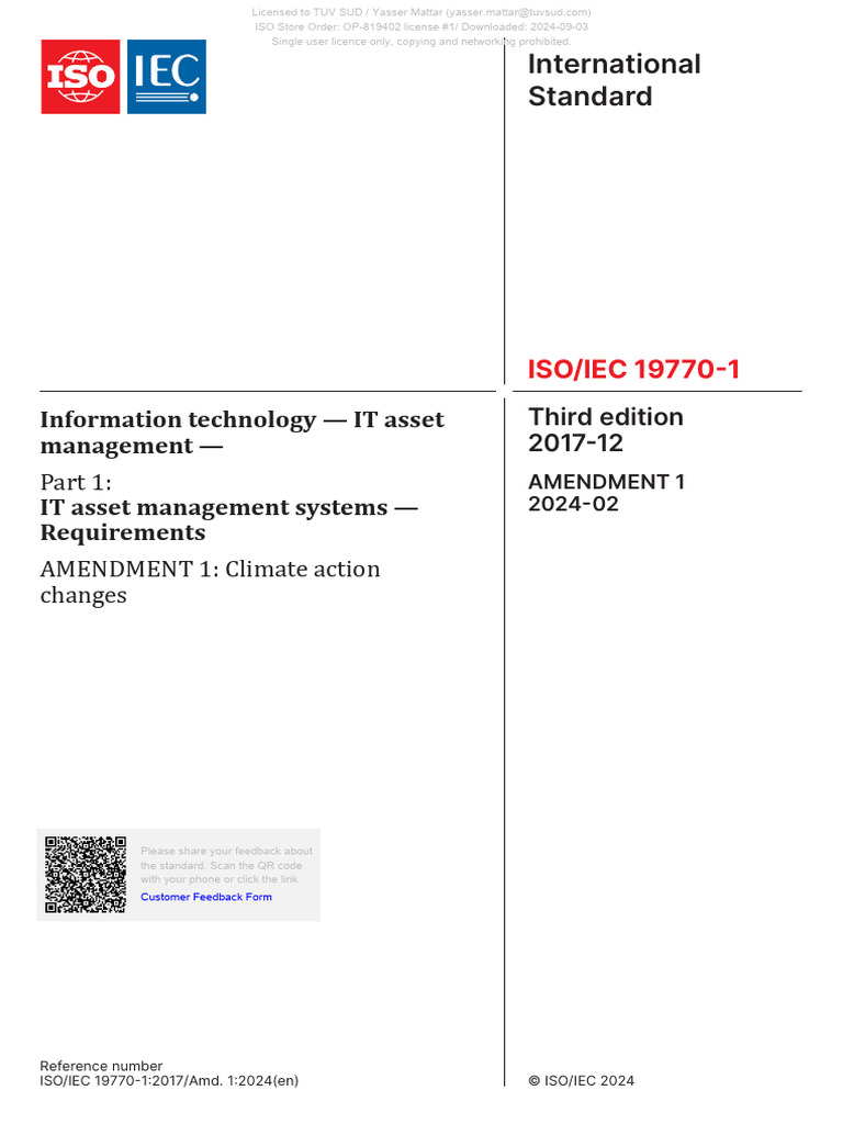 ISO IEC 19770-1 2017 Amd 1 2024 (En) | PDF | International Organization ...