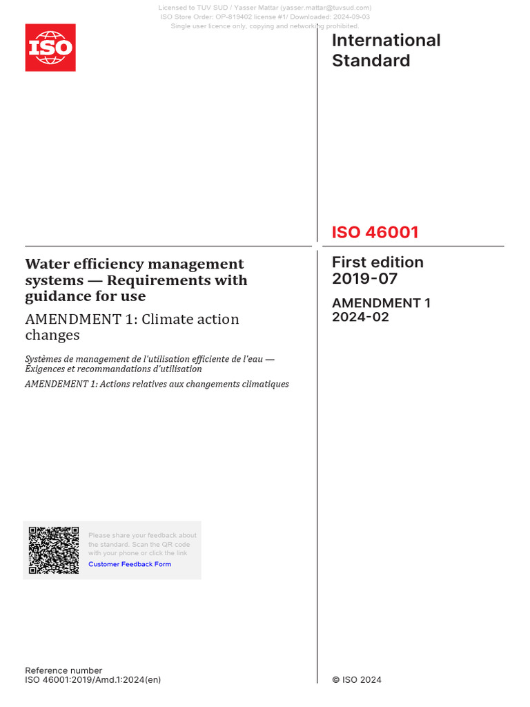 ISO 46001: Water Efficiency Standards | PDF | International ...