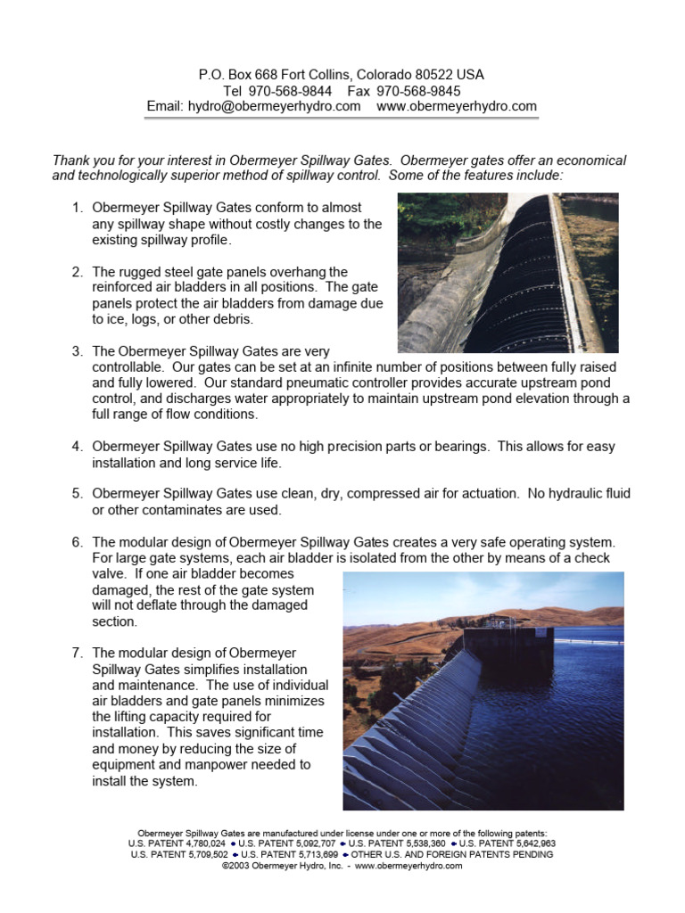 Obermeyer Spillway Gates Overview | PDF | Spillway | Dam