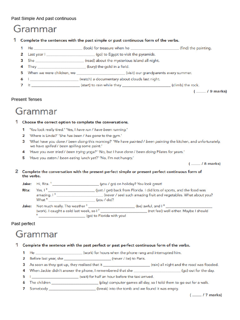Practice Part II - Combination of tenses - Friday 7th IN CLASS | PDF
